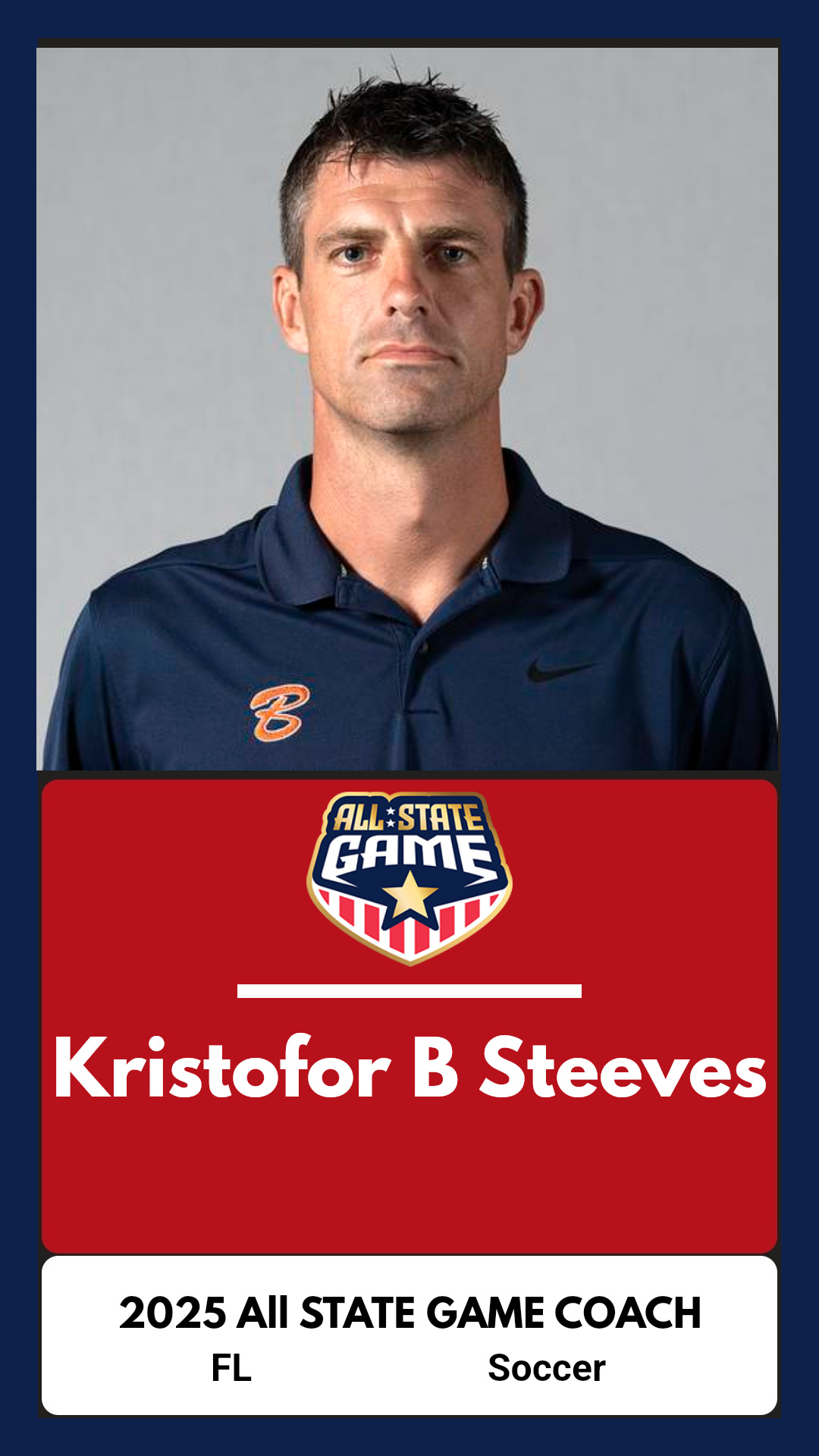 Coach Kristofor B. Steeves at 2025 All State Game